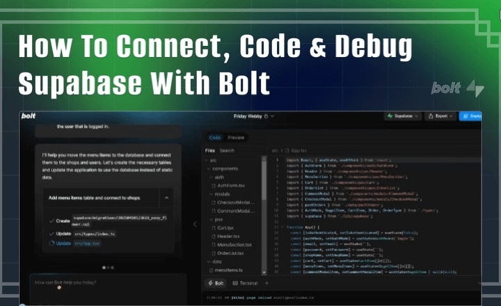 Подключение, код и отладка Supabase с Bolt | newline (ex fullstack.io)