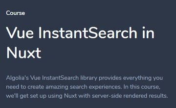 Vue InstantSearch в Nuxt - Видеоуроки | Codecourse